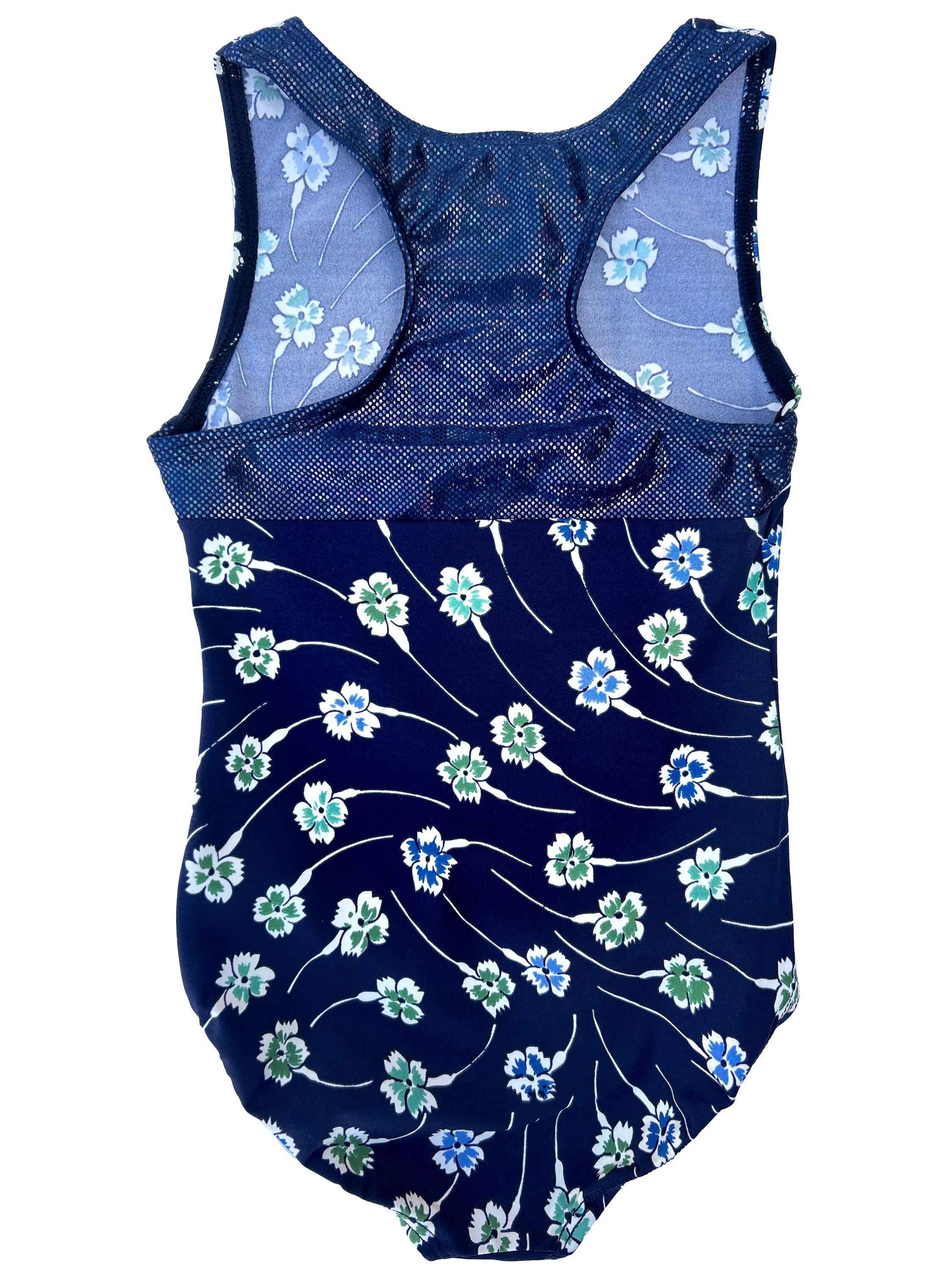 Navy Carnation Floral Gymnastics Leotard With Hologram Racerback - Etsy