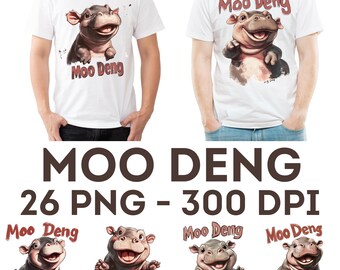 Halloween Pygmy Hippopotamus Clipart Collection, MOO DENG Clipart ...