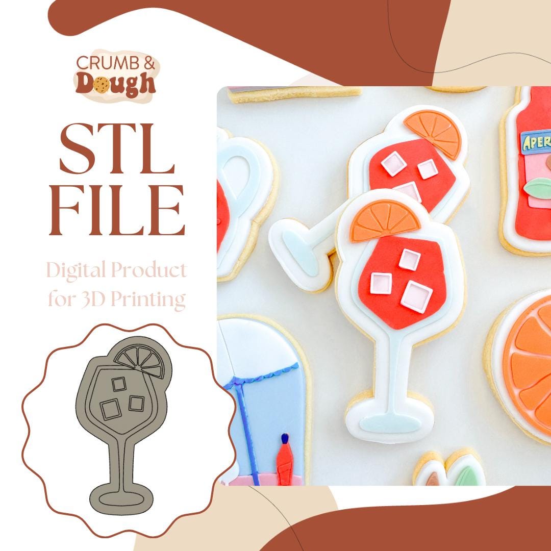 Aperol Spritz Cocktail Glass Cookie Stamp & Cutter STL File - Etsy