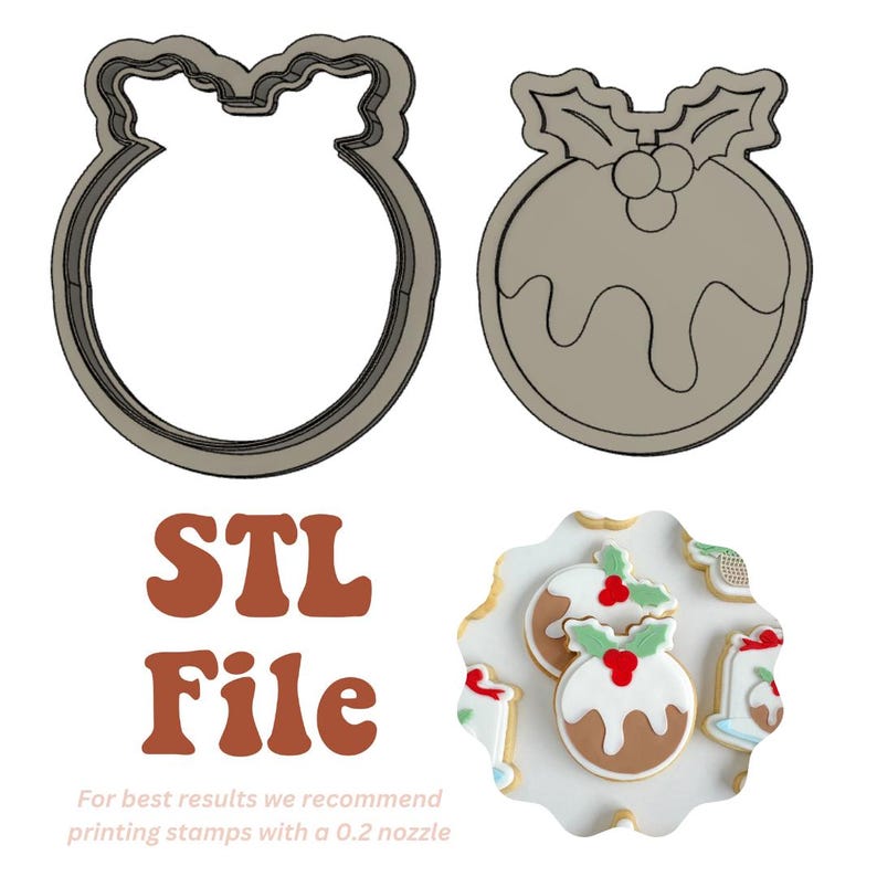 Christmas Pudding Cookie Stamp & Cutter STL File - Etsy