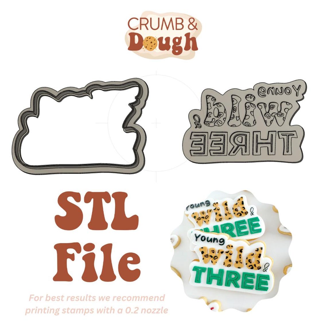 Young Wild and Three Cookie Stamp & Cutter STL File - Etsy