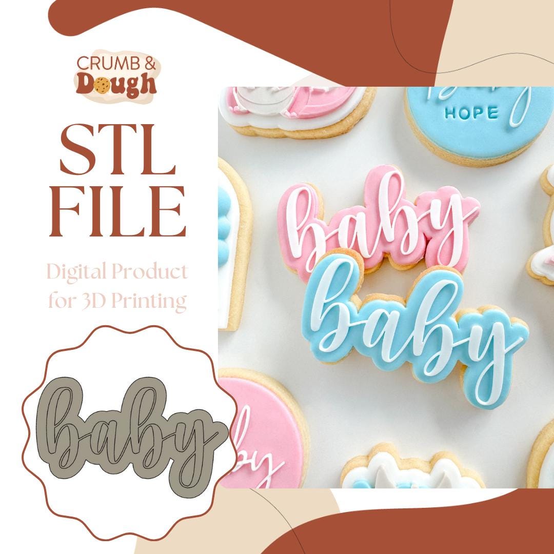 Baby Script Cookie Stamp & Cutter STL File - Etsy