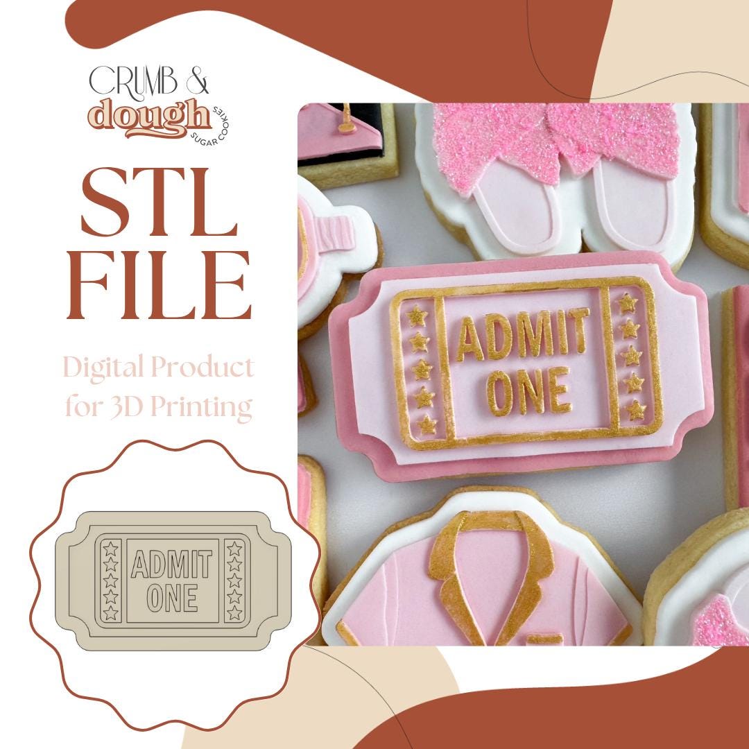 Admit One Ticket Cookie Stamp & Cutter STL File - Etsy