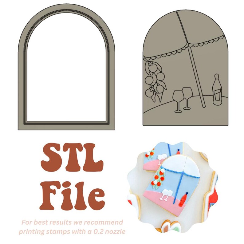 Aperol Spritz on Table With Umbrella Cookie Stamp & Cutter STL File - Etsy