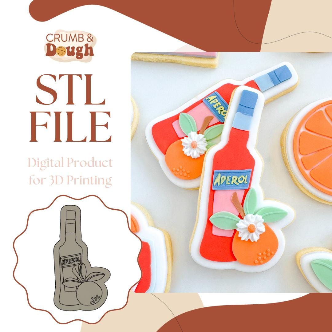 Aperol Spritz Bottle With Orange Cookie Stamp & Cutter STL File - Etsy