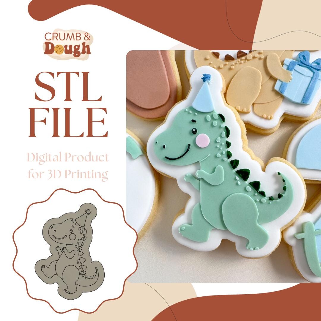 Party Dinosaur T-rex Stamp & Cutter STL File - Etsy