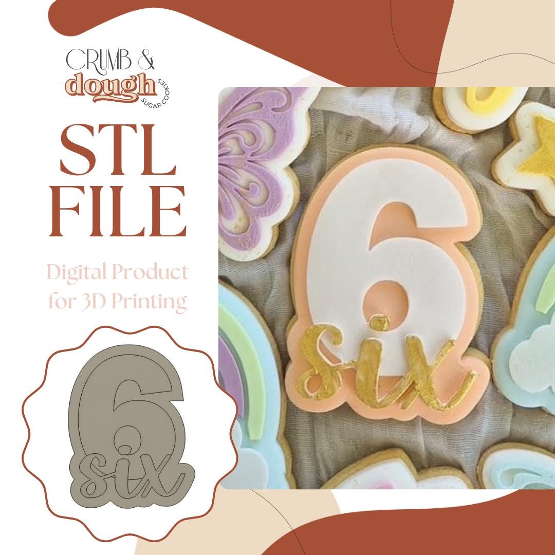 6 Six Cookie Stamp & Cutter STL File - Etsy