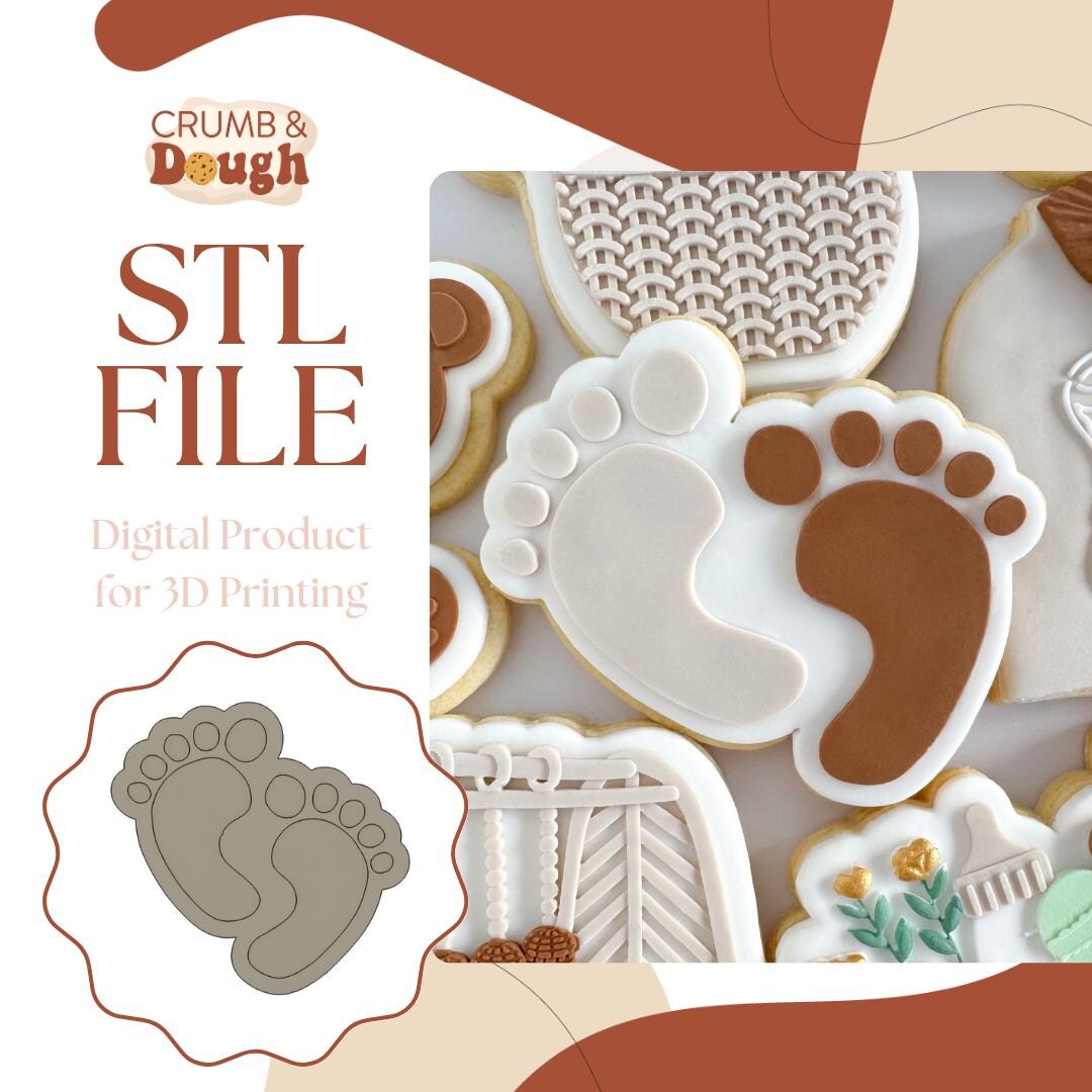 Baby Feet Cookie Stamp & Cutter STL File - Etsy