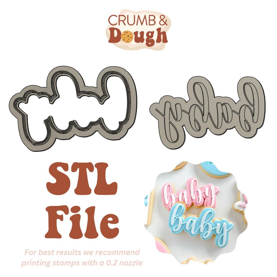 Baby Script Cookie Stamp & Cutter STL File - Etsy