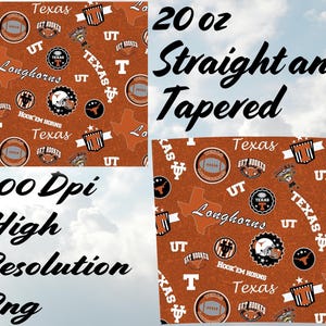 Longhorn 20oz Skinny Tumbler Wrap PNG, Sport 20oz Tumbler PNG, Mascot ...
