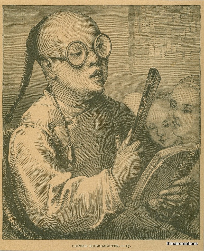 1899 Chinese Schoolmaster Antique Print - Etsy