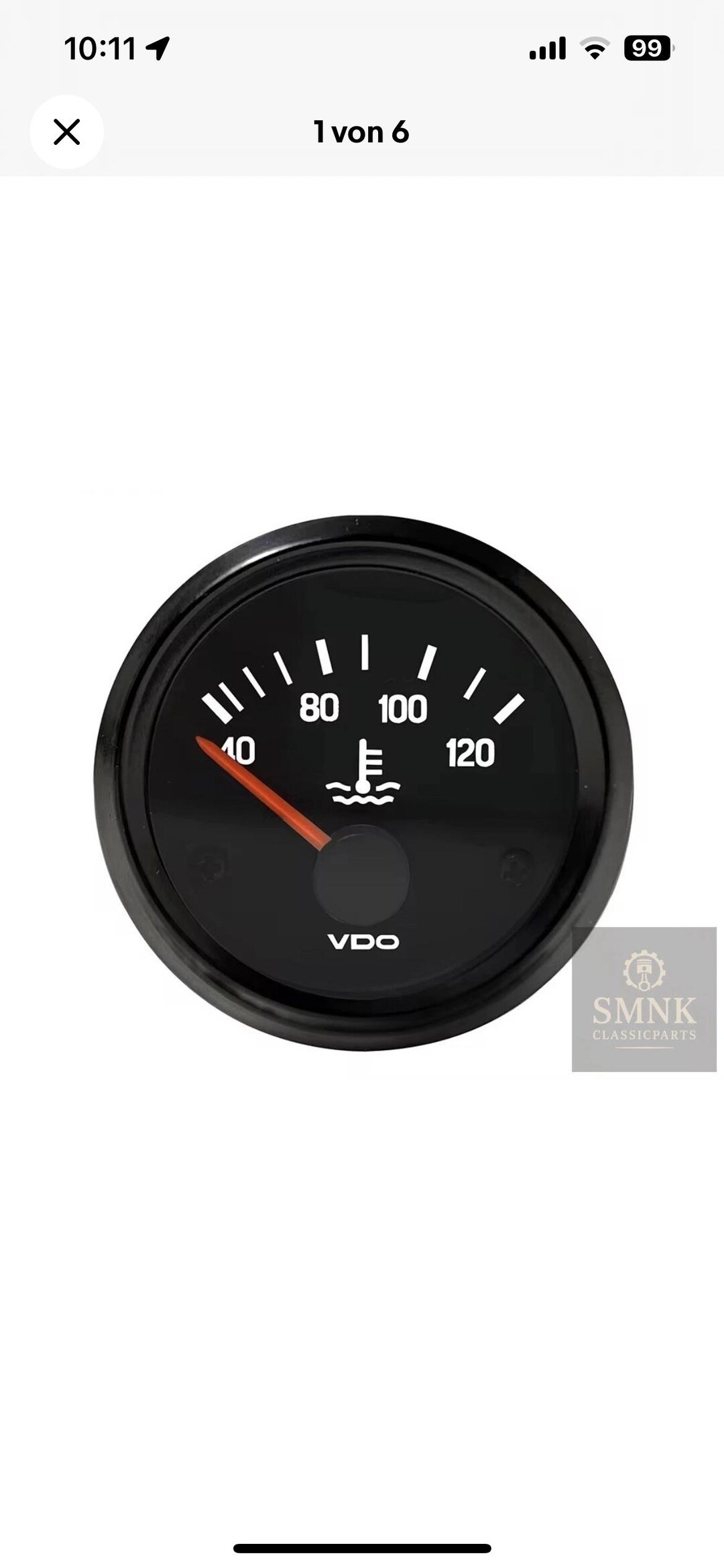 VDO Water Temperature Gauge 52 Mm – 12V for Classic Vehicles Retro ...