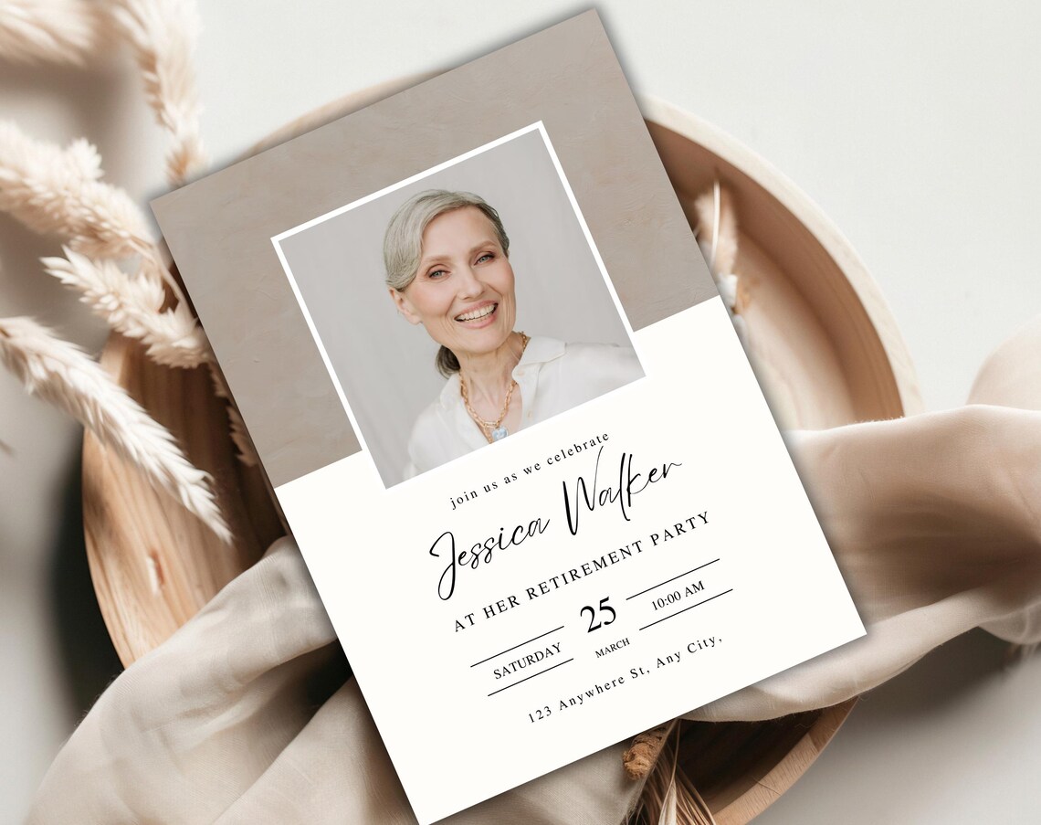 Retirement Party Invitation | Retirement Invite | Aesthetic Minimal ...