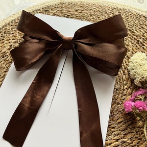 Chocolate Satin Bow, Brown Satin Bow, Satin Hair Bow, Chocolate Hair ...