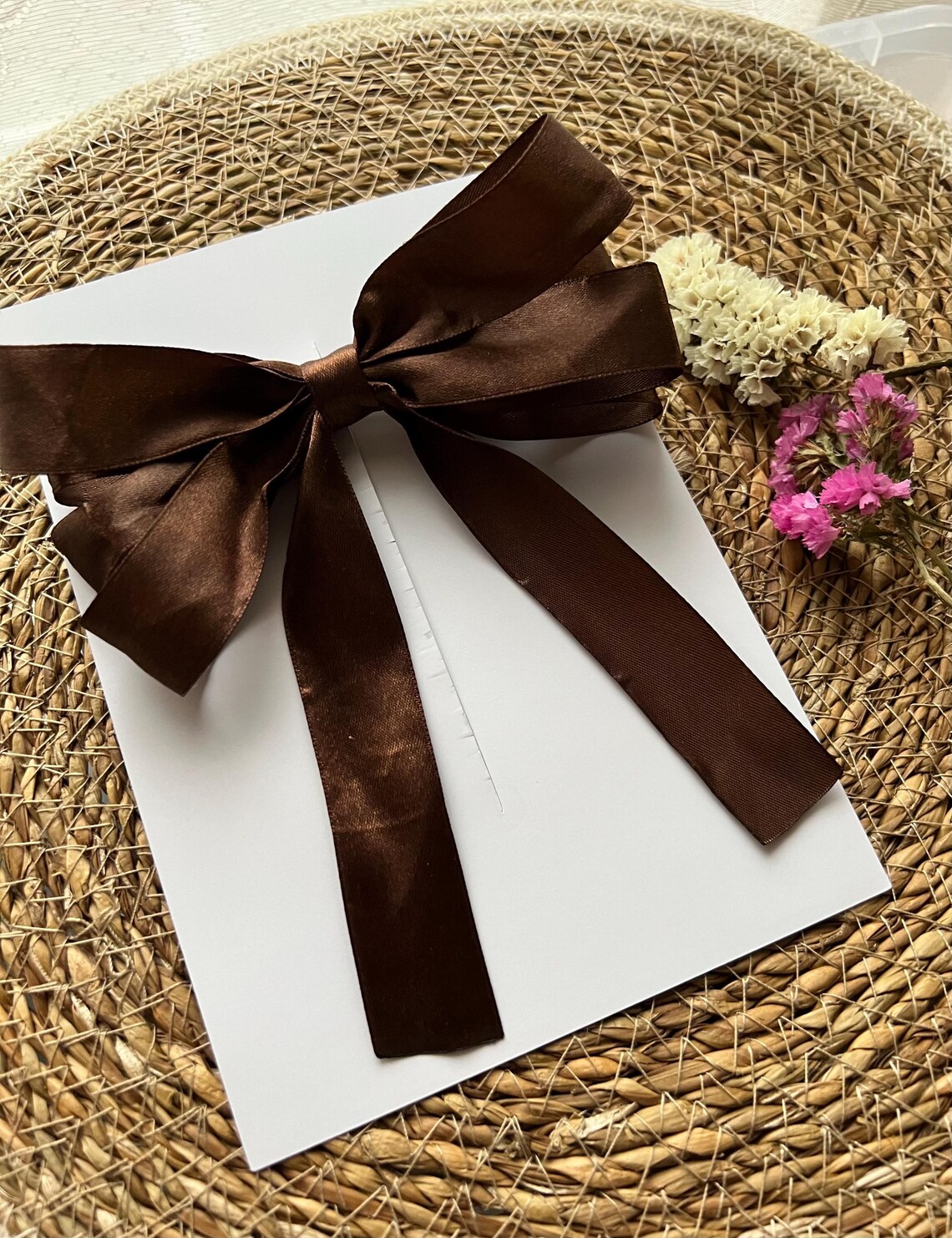 Chocolate Satin Bow, Brown Satin Bow, Satin Hair Bow, Chocolate Hair ...