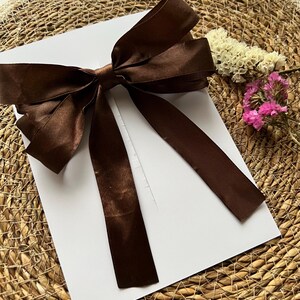 Chocolate Satin Bow, Brown Satin Bow, Satin Hair Bow, Chocolate Hair ...
