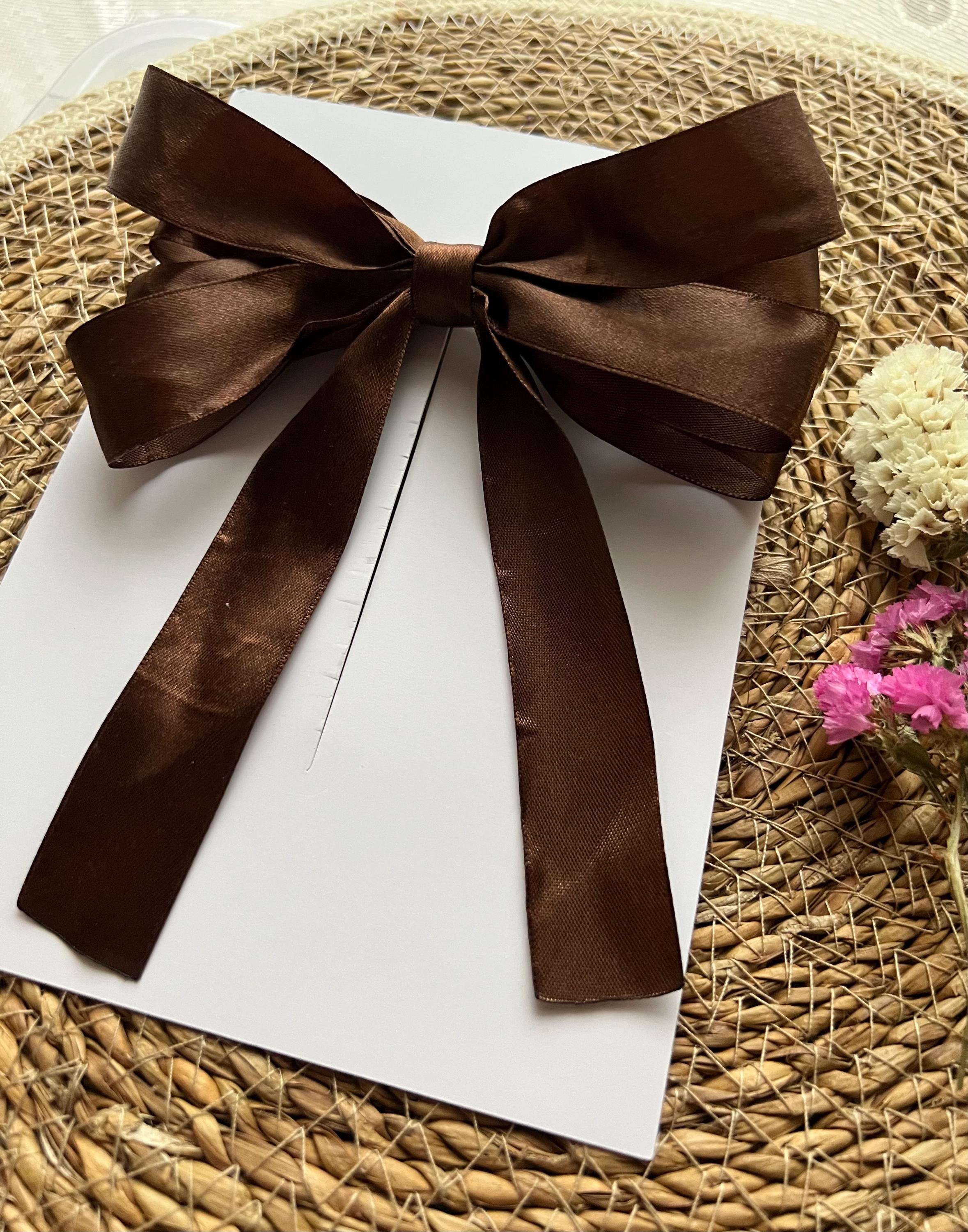 Chocolate Satin Bow, Brown Satin Bow, Satin Hair Bow, Chocolate Hair ...