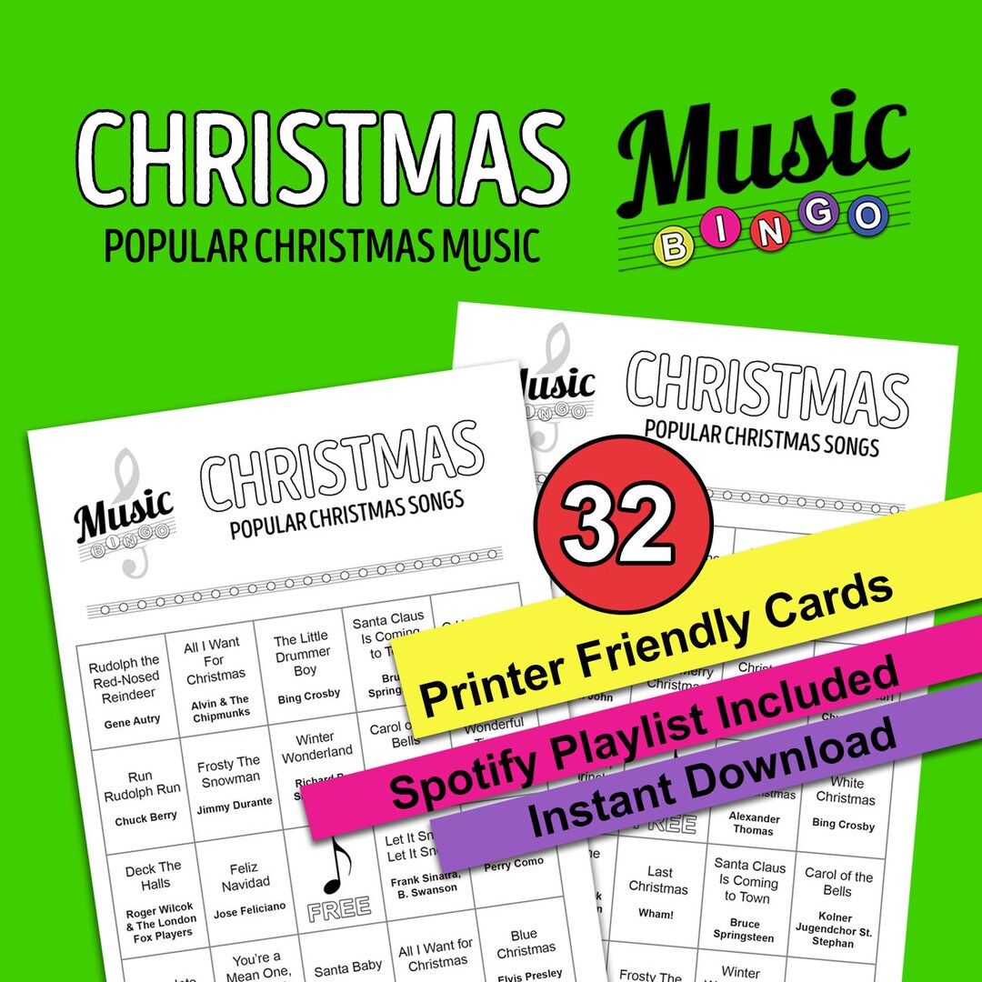 Christmas Music Bingo! Printer-friendly, Christmas Music, Music Bingo ...