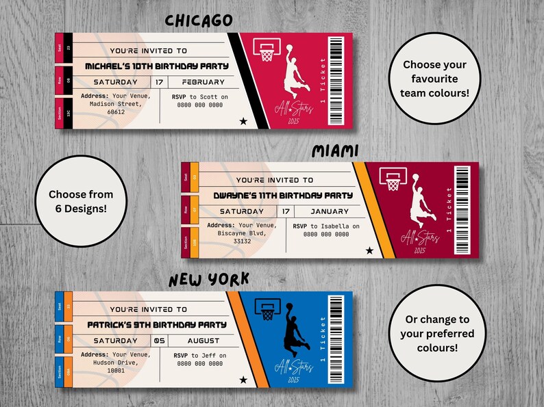Editable Basketball Birthday Invitation Sports Ticket Style Birthday ...
