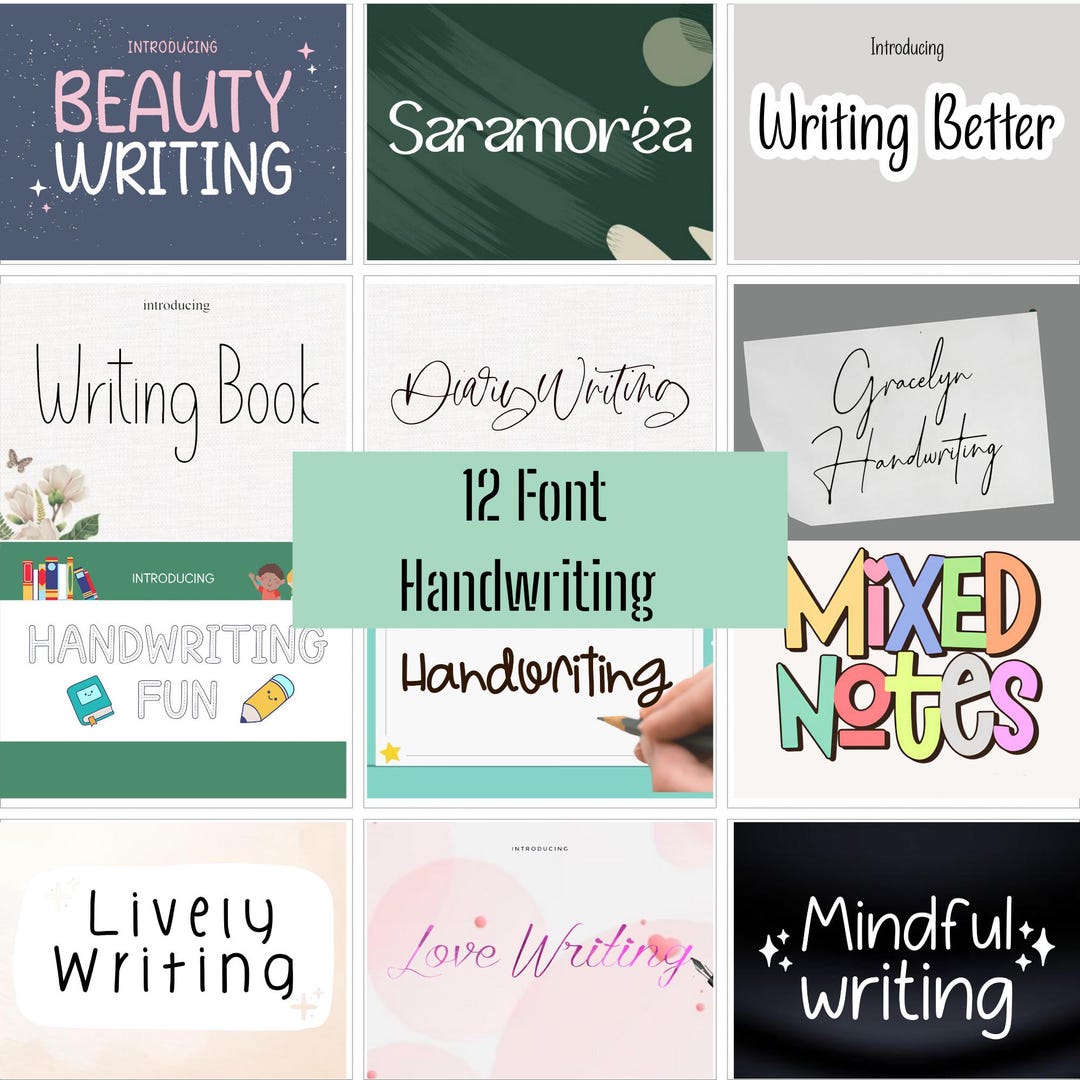 12 Font Handwriting, Presentation Font, Digital Planner, Teacher Fonts ...