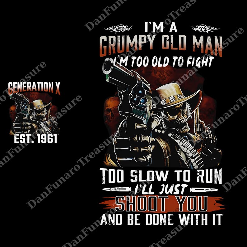 Customize Generation X Grumpy Old Men Graphic Png, Cowboy Skull Digital ...