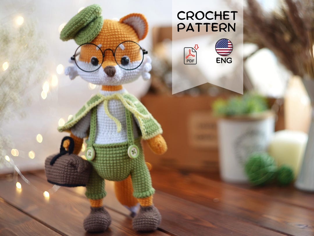 Crochet Pattern Detective Fox Cute Amigurumi PDF - Etsy