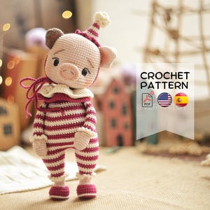 Crochet Pattern Cute Ivy the Pig Piglet Amigurumi PDF English Spanish ...