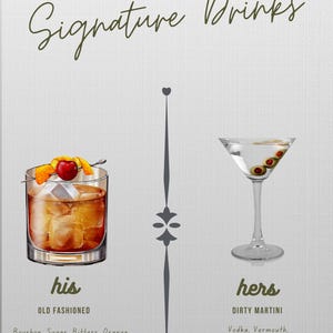 Signature Drinks - Editable Template - Signature Cocktail Sign ...