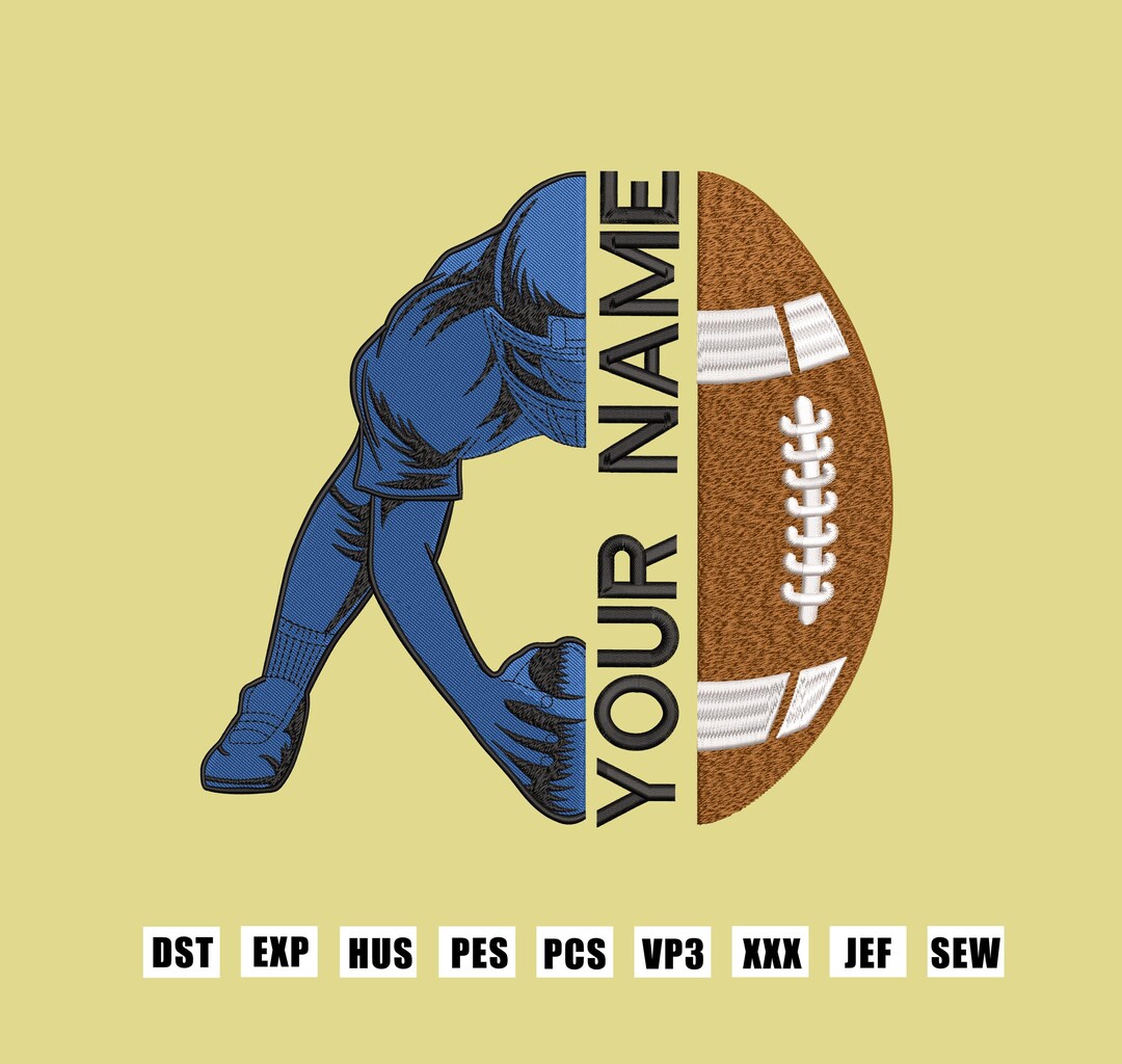 American Football Split Design for Your Name Embroidery, American ...