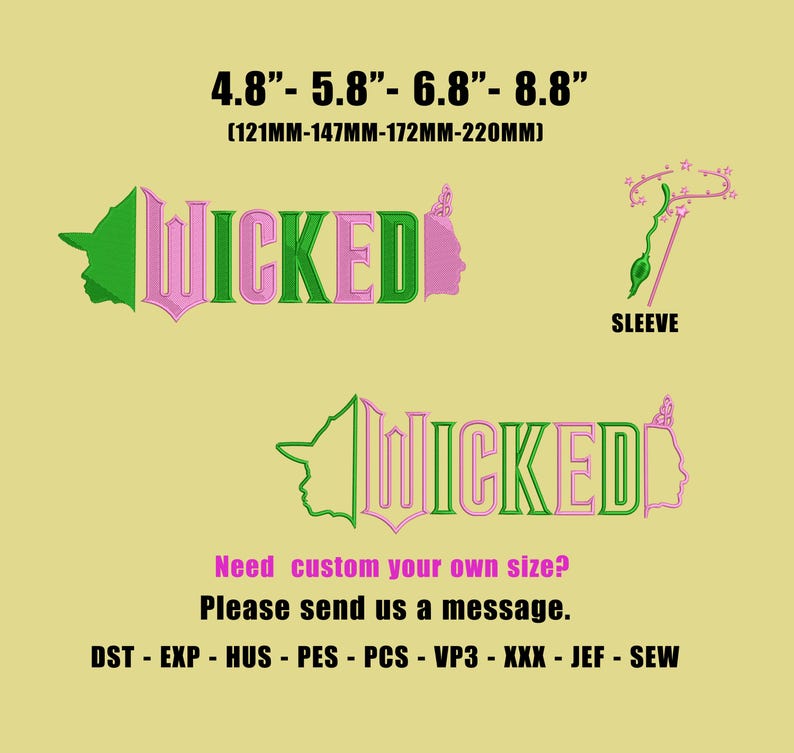Combo Wicked Logo Appliqué Embroidery Design, Machine Embroidery Files ...