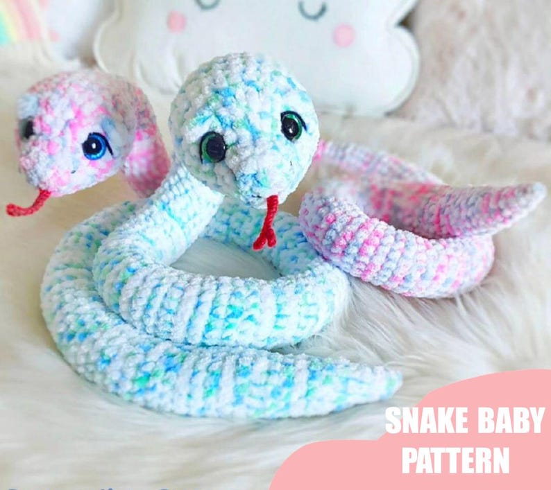 Crochet Snake Pattern, Crochet Amigurumi Pattern, NO SEW, Amigurumi ...