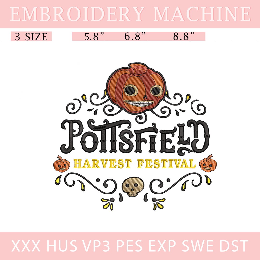 Pottsfield Harvest Festival Pumpkin Carver Embroidery Files, Inspired ...