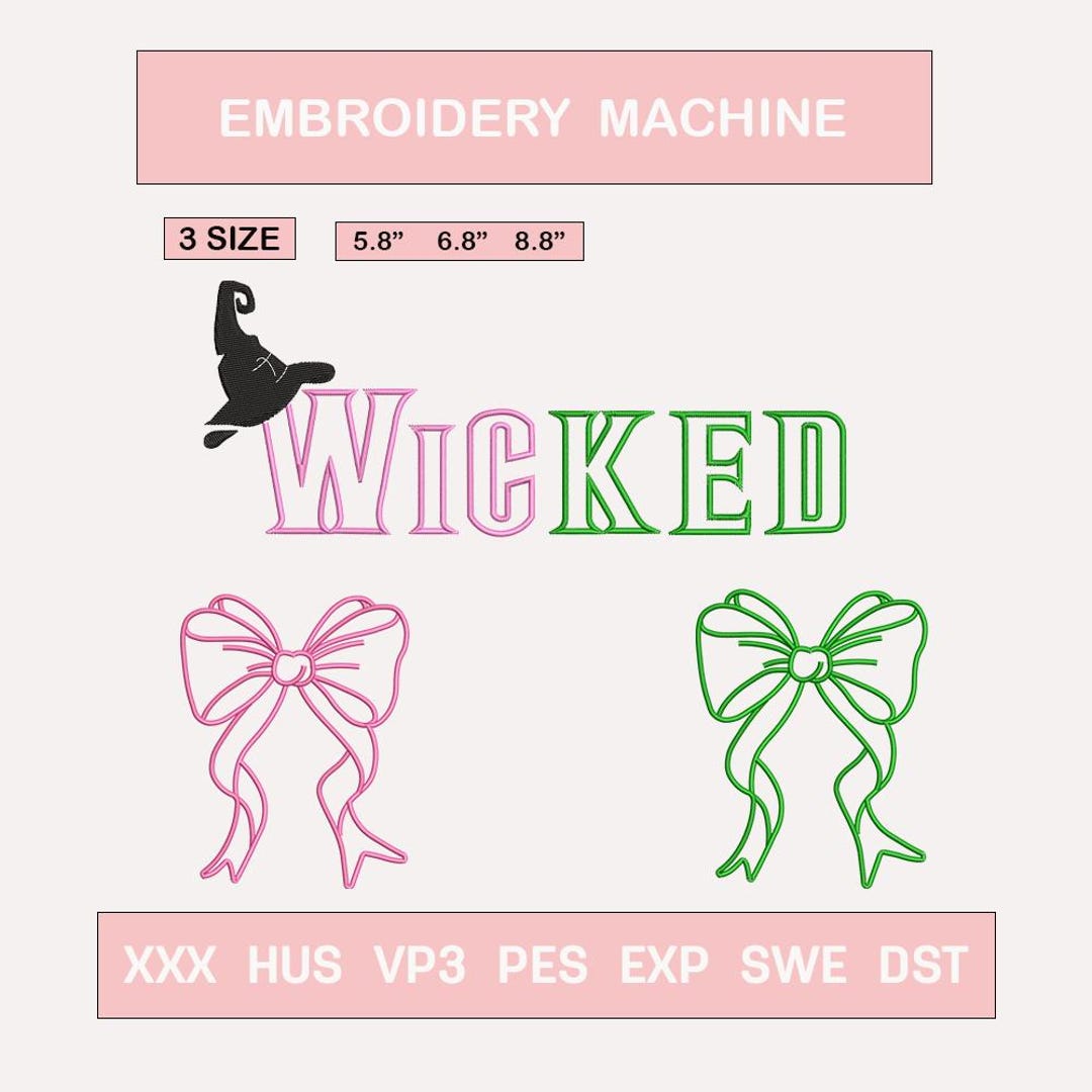 Wicked Logo Side Bow Embroidery Design Machine Embroidery Design ...