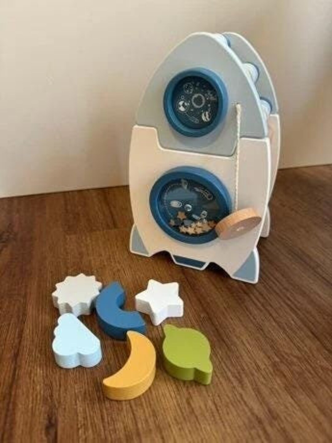 Wooden Space Rocket Ship Activity Toy Montessori Educational Toy for ...