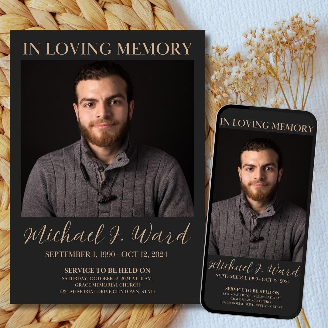 Editable Funeral Invitation Template for Celebration of Life Digital ...