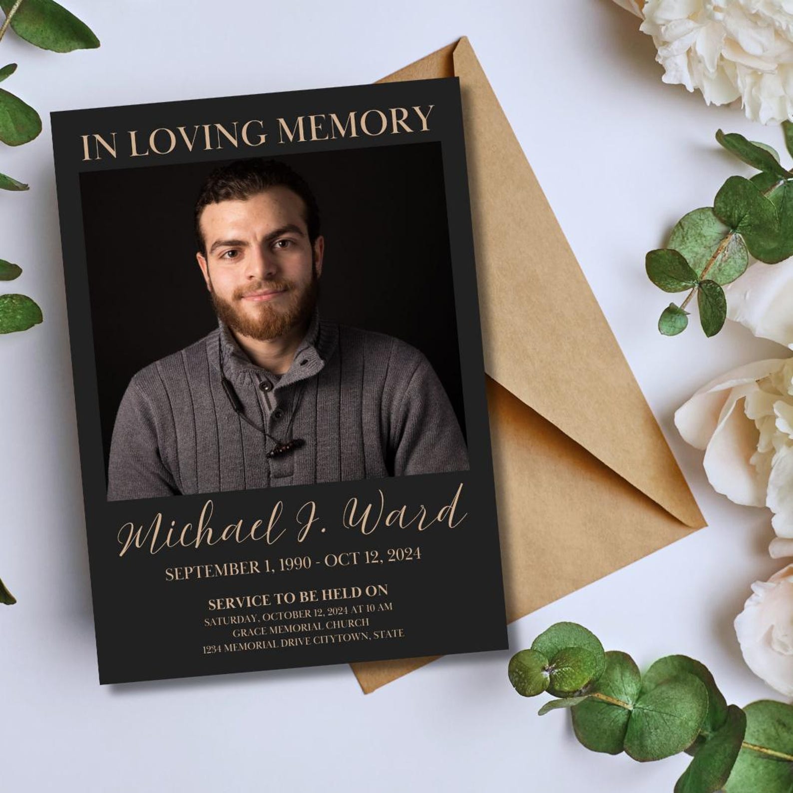 Editable Funeral Invitation Template for Celebration of Life Digital ...