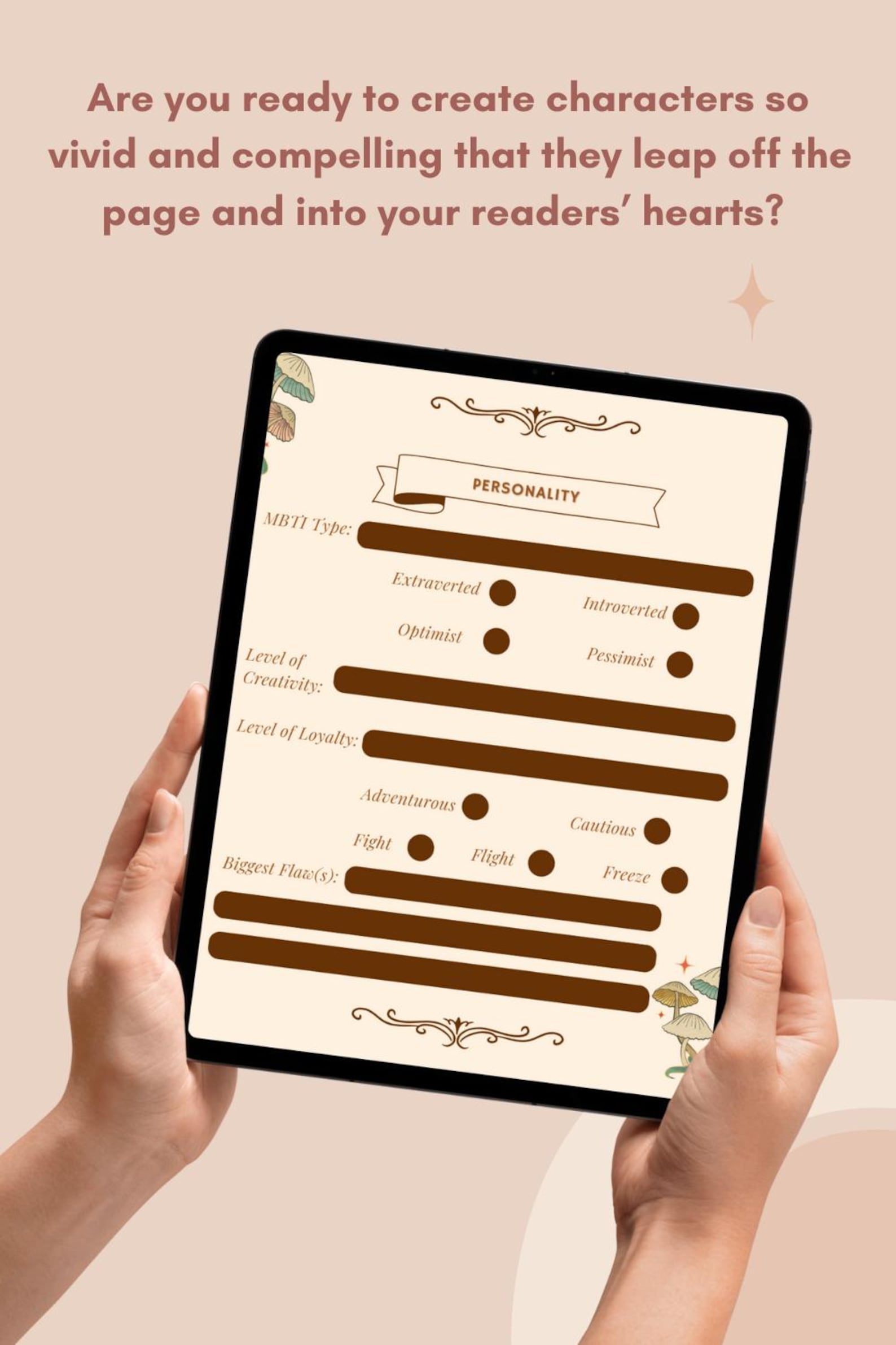 Printable Fantasy Character Template PDF | Character Sheet for Creative ...