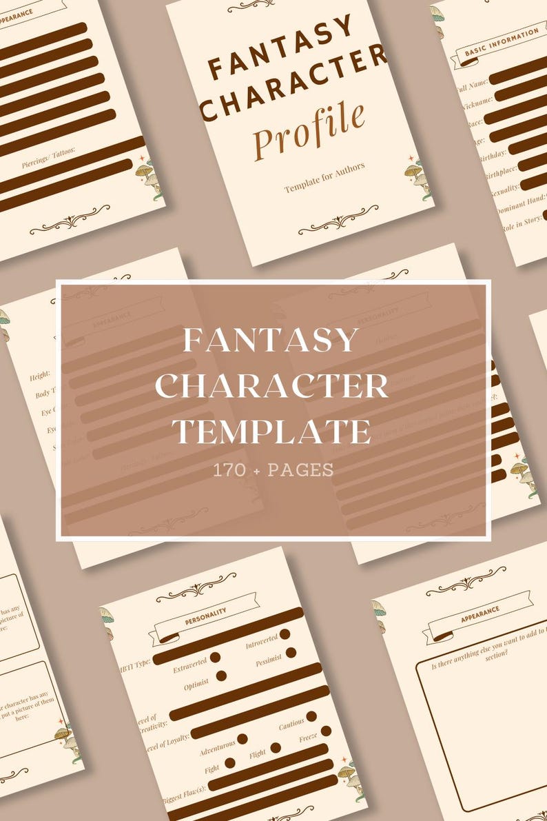 Printable Fantasy Character Template PDF | Character Sheet for Creative Writing | Character ...