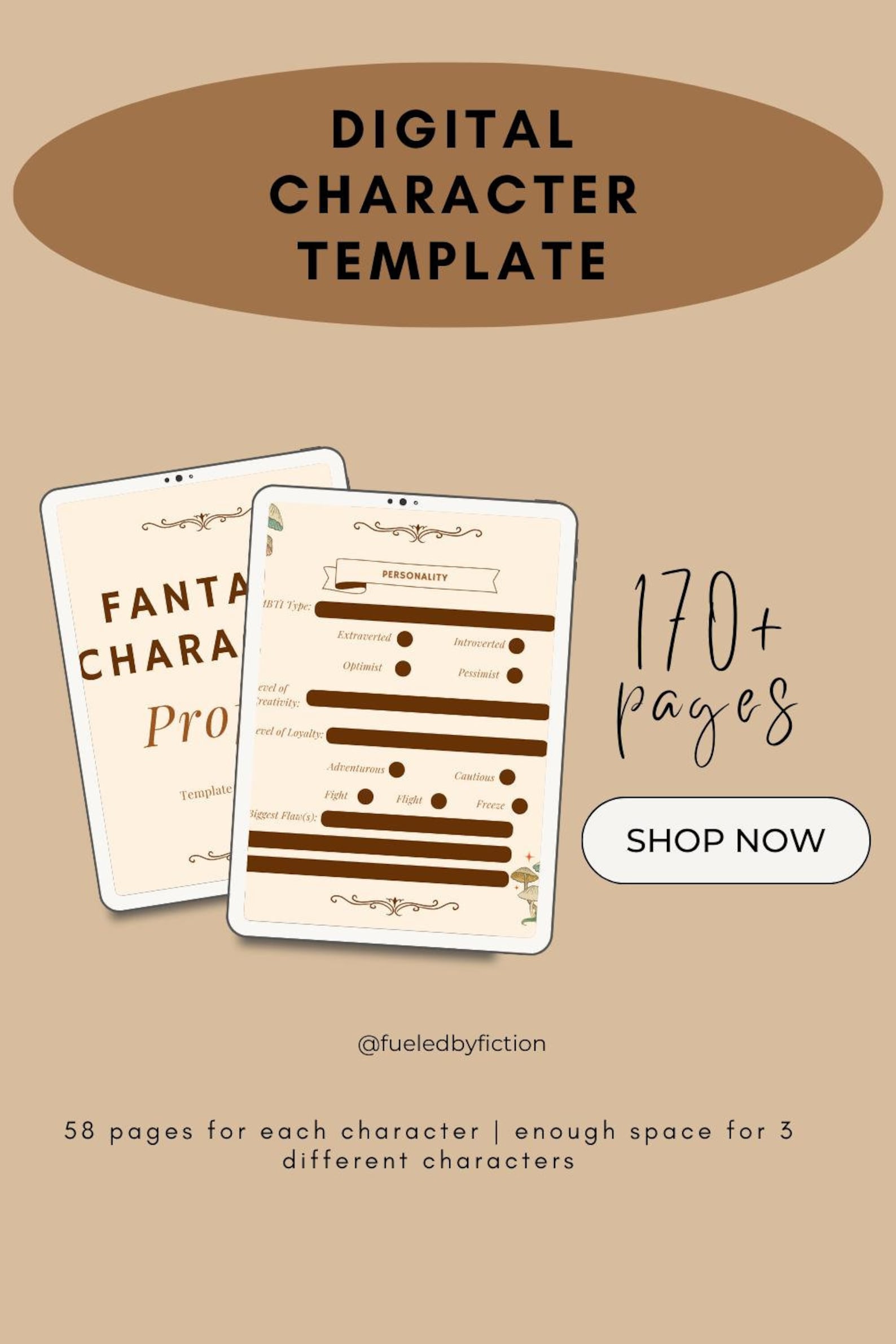 Printable Fantasy Character Template PDF | Character Sheet for Creative ...