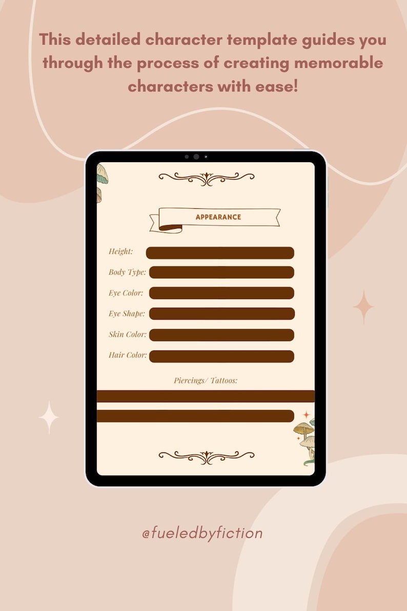Printable Fantasy Character Template PDF | Character Sheet for Creative ...