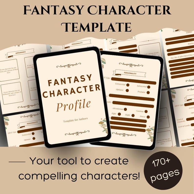Printable Fantasy Character Template PDF | Character Sheet for Creative ...