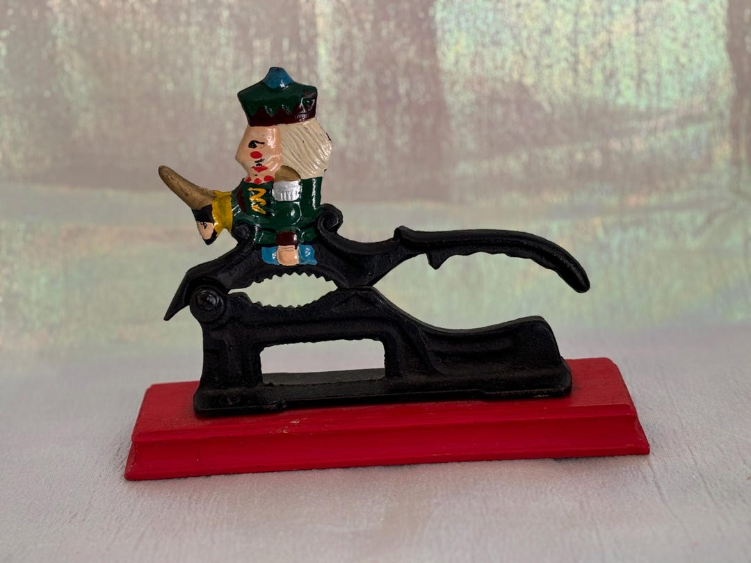 Vintage Cast Iron Nutcracker Soldier Hand Painted Christmas Nutcracker ...