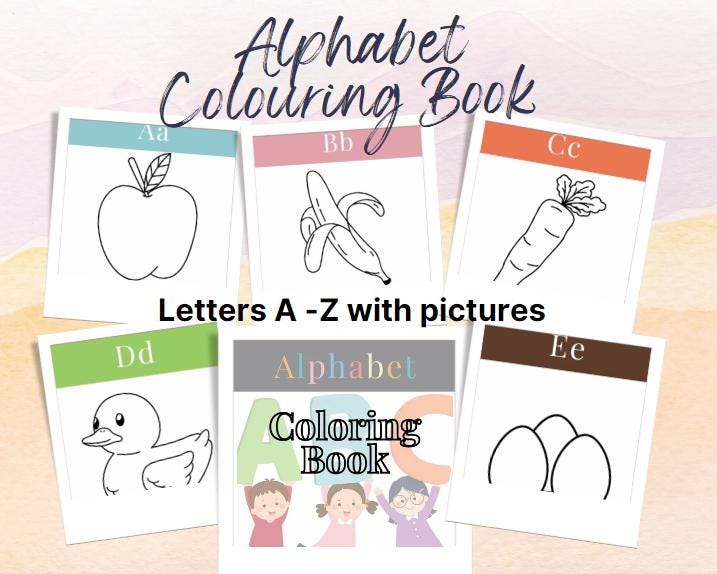 Printable Alphabet Colouring Book - Etsy