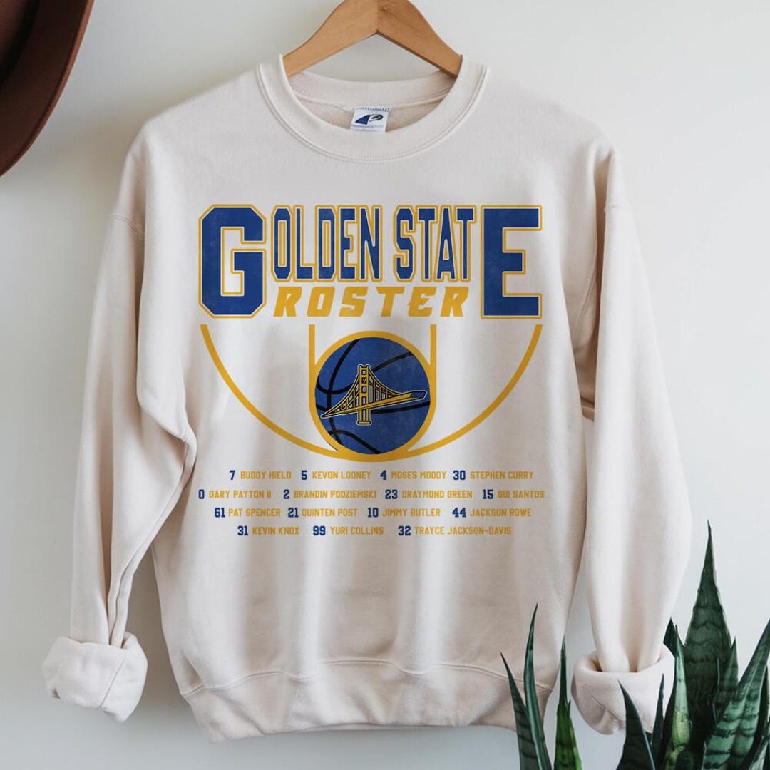 Golden State Roster 2024 2025 Vintage 90s Crewneck Tshirt, Retro Warriors Basketball Team Roster ...
