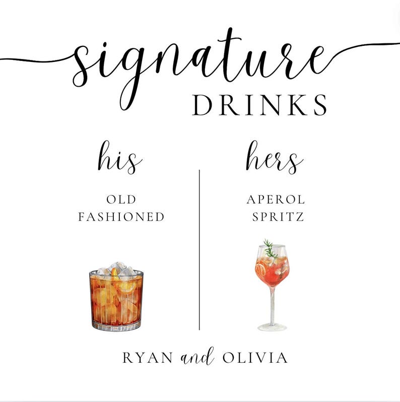 His & Hers Signature Drinks Sign - Etsy