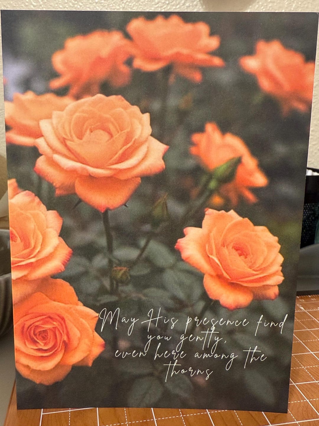 Christian Sympathy Card for Grieving, Orange Rose Garden Card ...