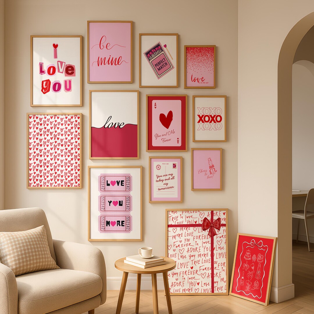 Valentine Gallery Wall Art Printable Set of 15,romantic Love Wall Decor ...
