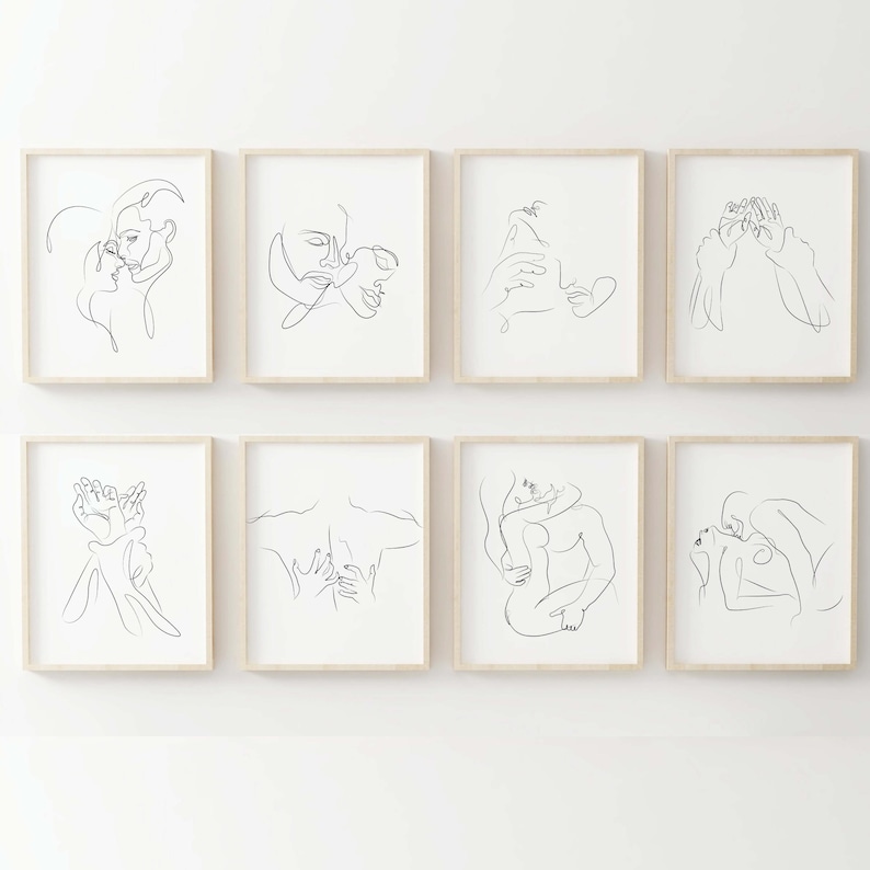 Set of 17 Erotic Line Art Prints,sex Line Art Bundle,minimal Home Decor ...