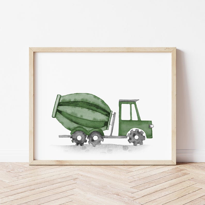 Hunter Green Construction Vehicle Print,transport Poster,sage Green ...