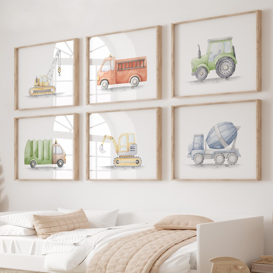 Watercolor Transport Print Set: Nursery Vehicle Art (digital Download ...